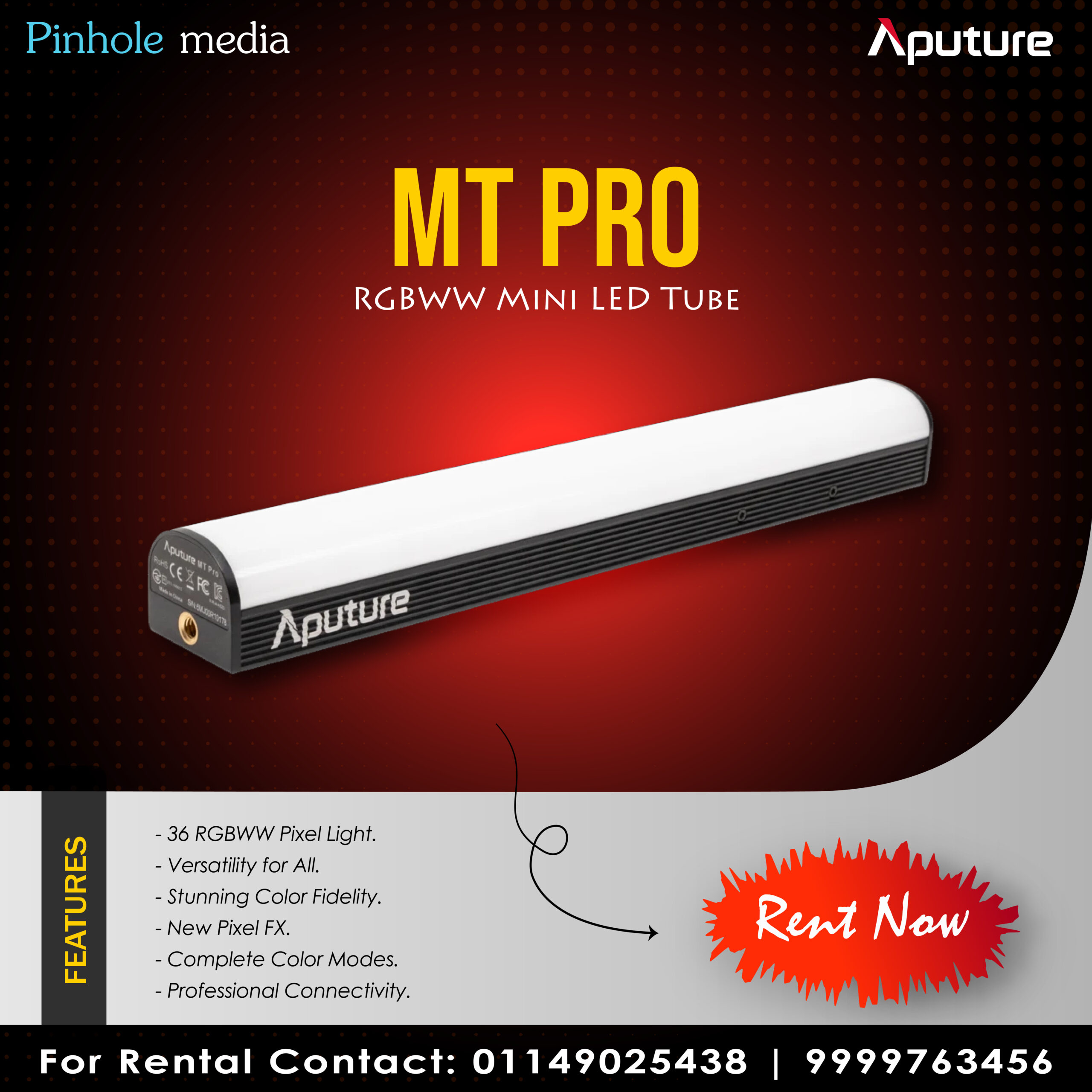 MT PRO RGBWW Mini LED Tube - Pinhole Media