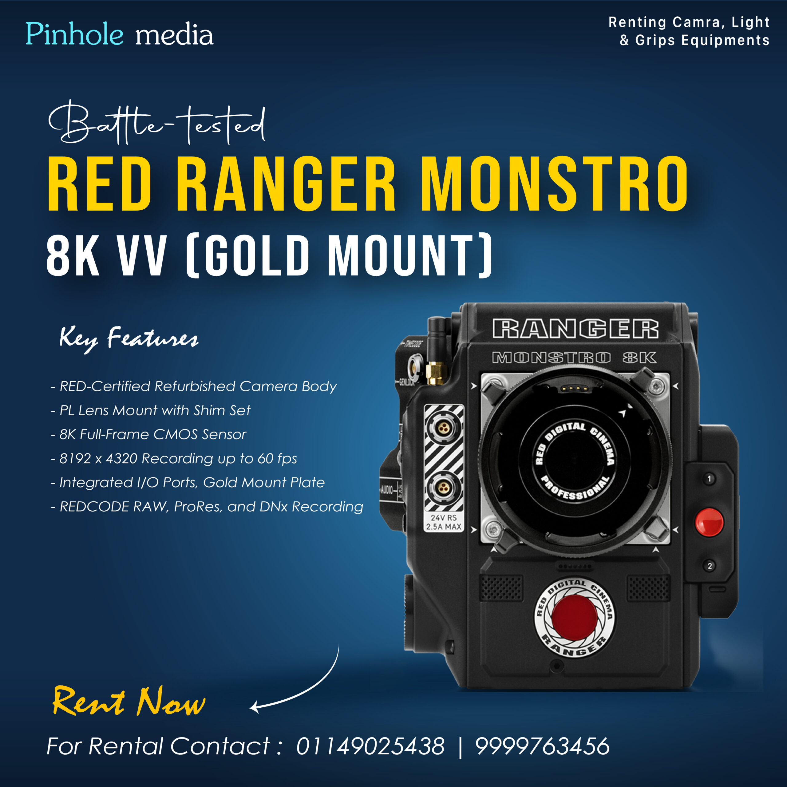 Red Ranger Monstro 8K VV (Gold Mount) - Pinhole Media