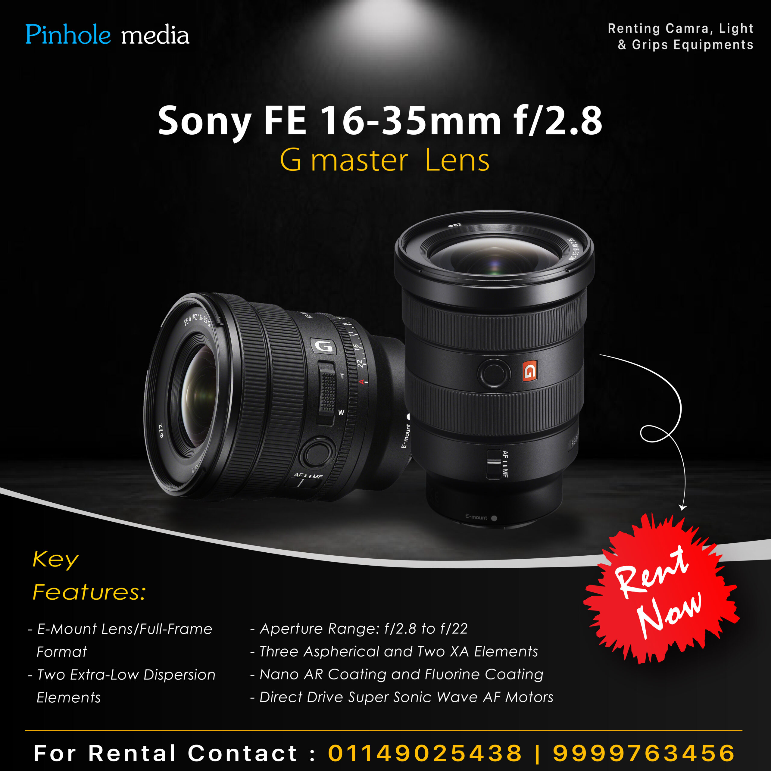 Sony FE 16-35mm f/2.8 G master OSS Lens - Pinhole Media